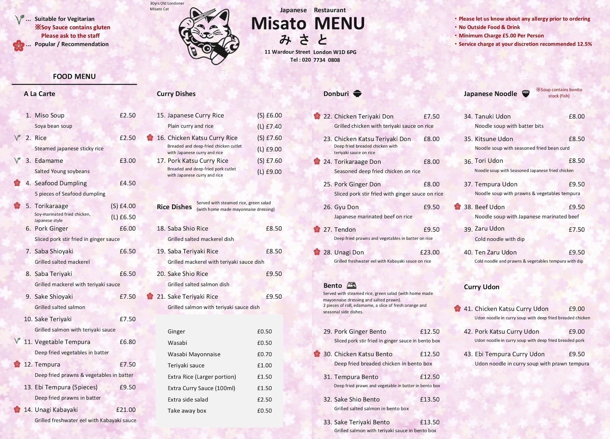 Menu | Misato Japanese Restaurant